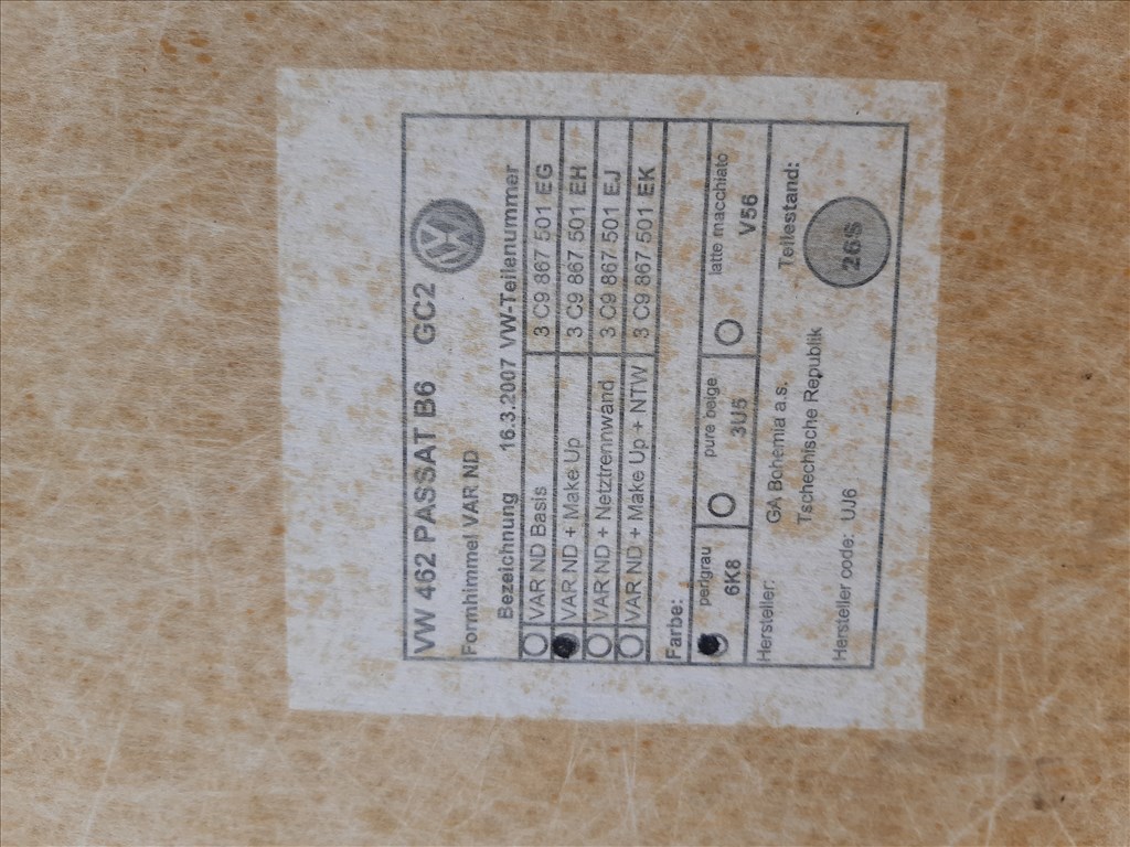 Volkswagen Passat B6 Tetőkárpit | Racingbazar.hu